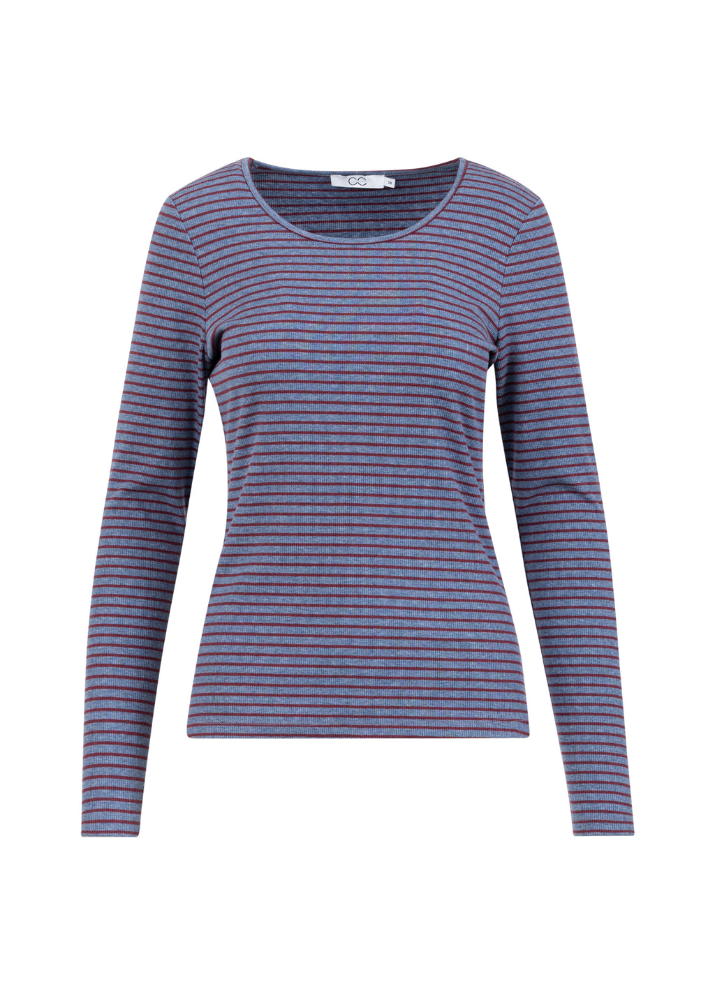 CC HEART KAROLINE RIB TEE - Blue melange/bordeaux stripe ...